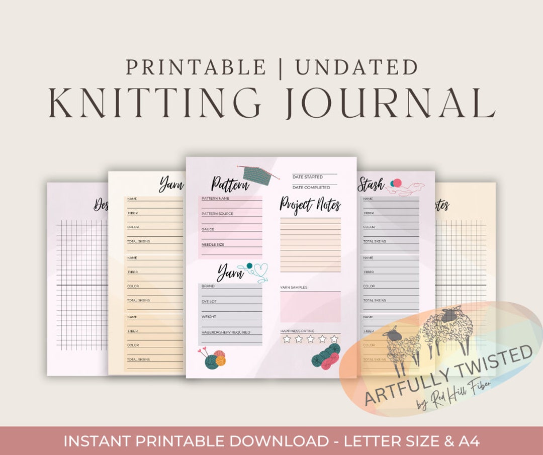 Printable Knitting Journal - Etsy