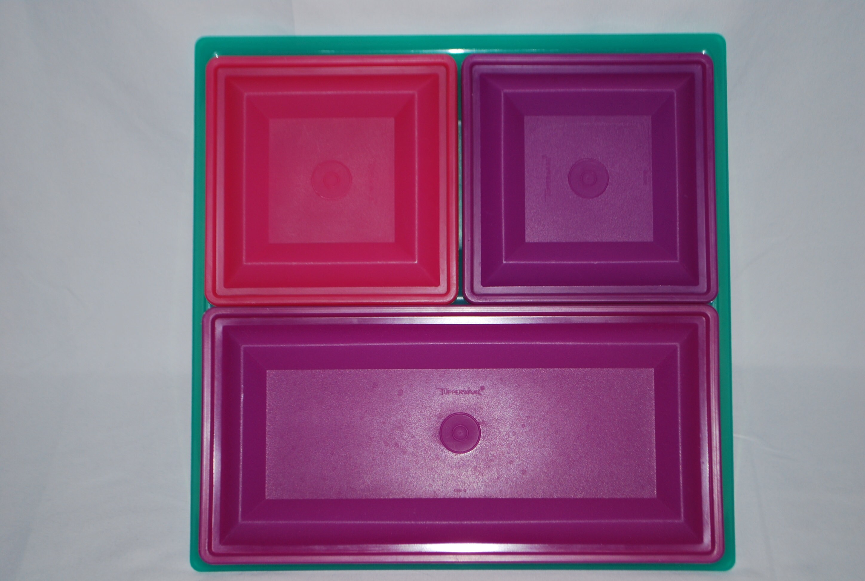 Vintage Tupperware 7 Piece Get Together Buffet Party Tray Servers Green ...