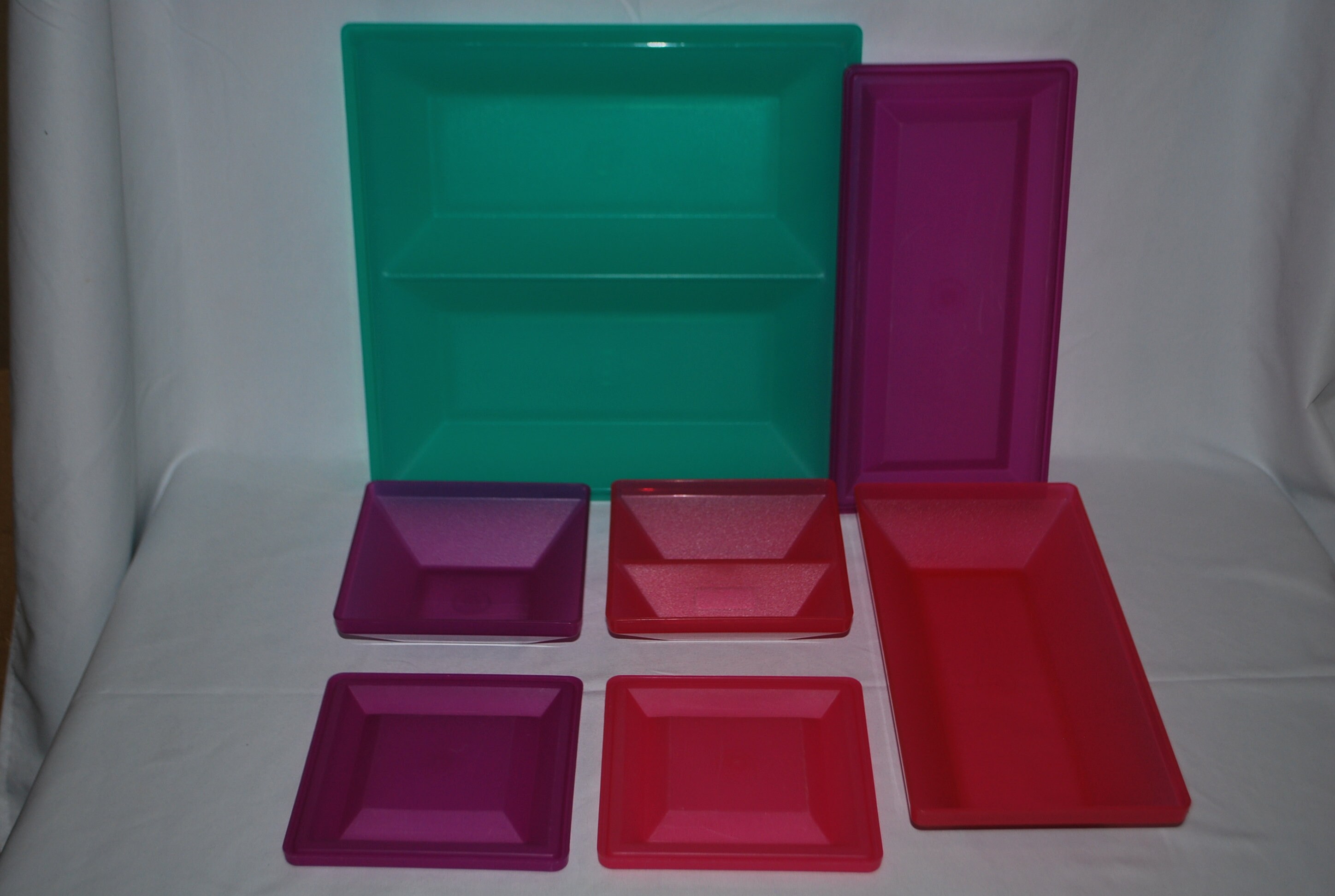Vintage Tupperware 7 Piece Get Together Buffet Party Tray Servers Green ...