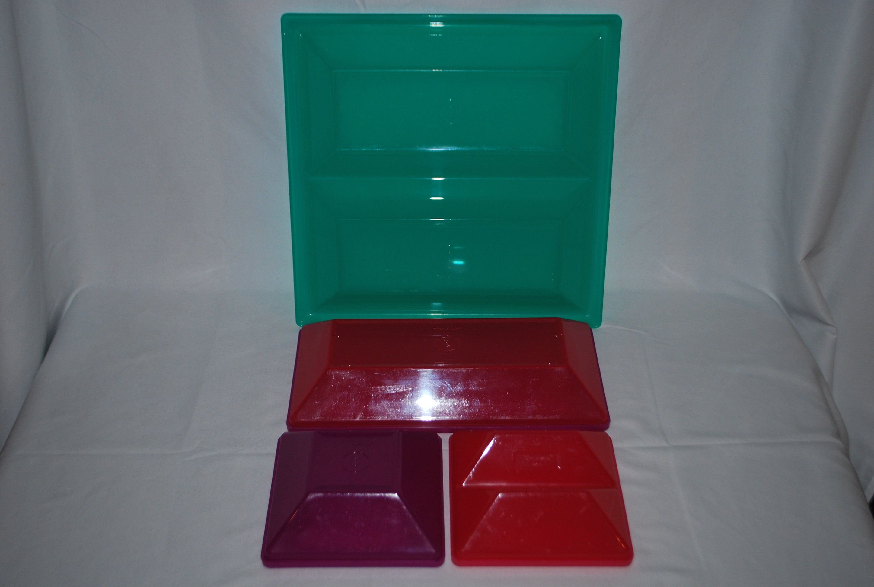 Vintage Tupperware 7 Piece Get Together Buffet Party Tray Servers Green ...