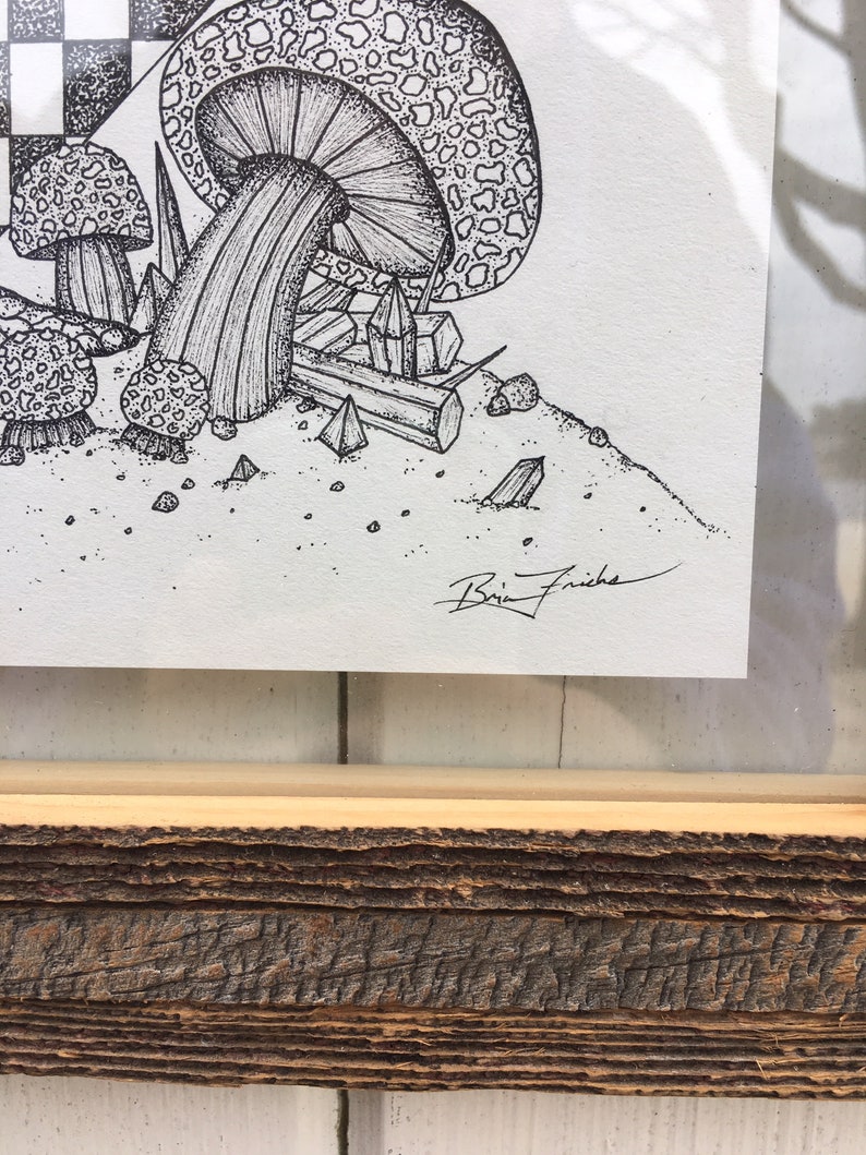 Original Pen and Ink Snail Drawing Reclaimed Wood Frame - Etsy