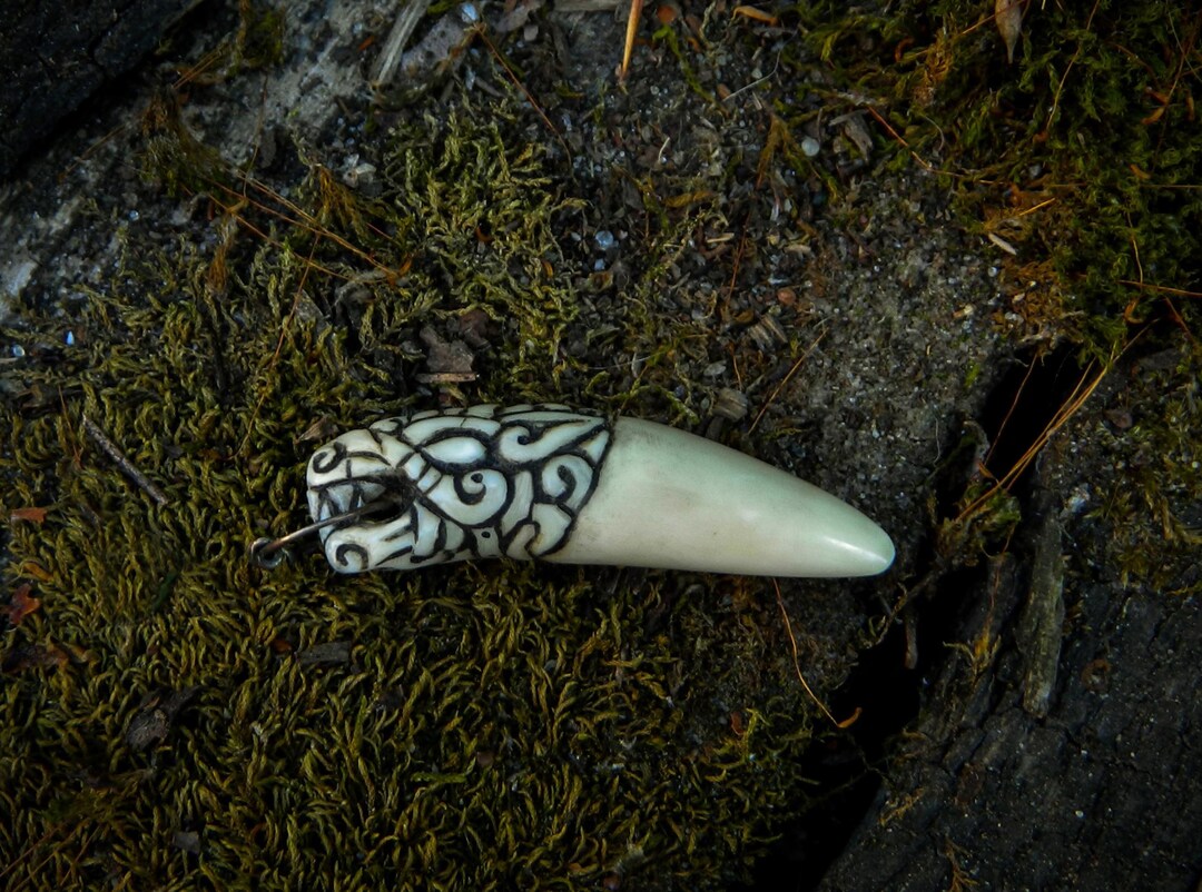 Carved Whale Tooth Pendant, Viking Wolf, Fenrir Totem, Unique Norse ...