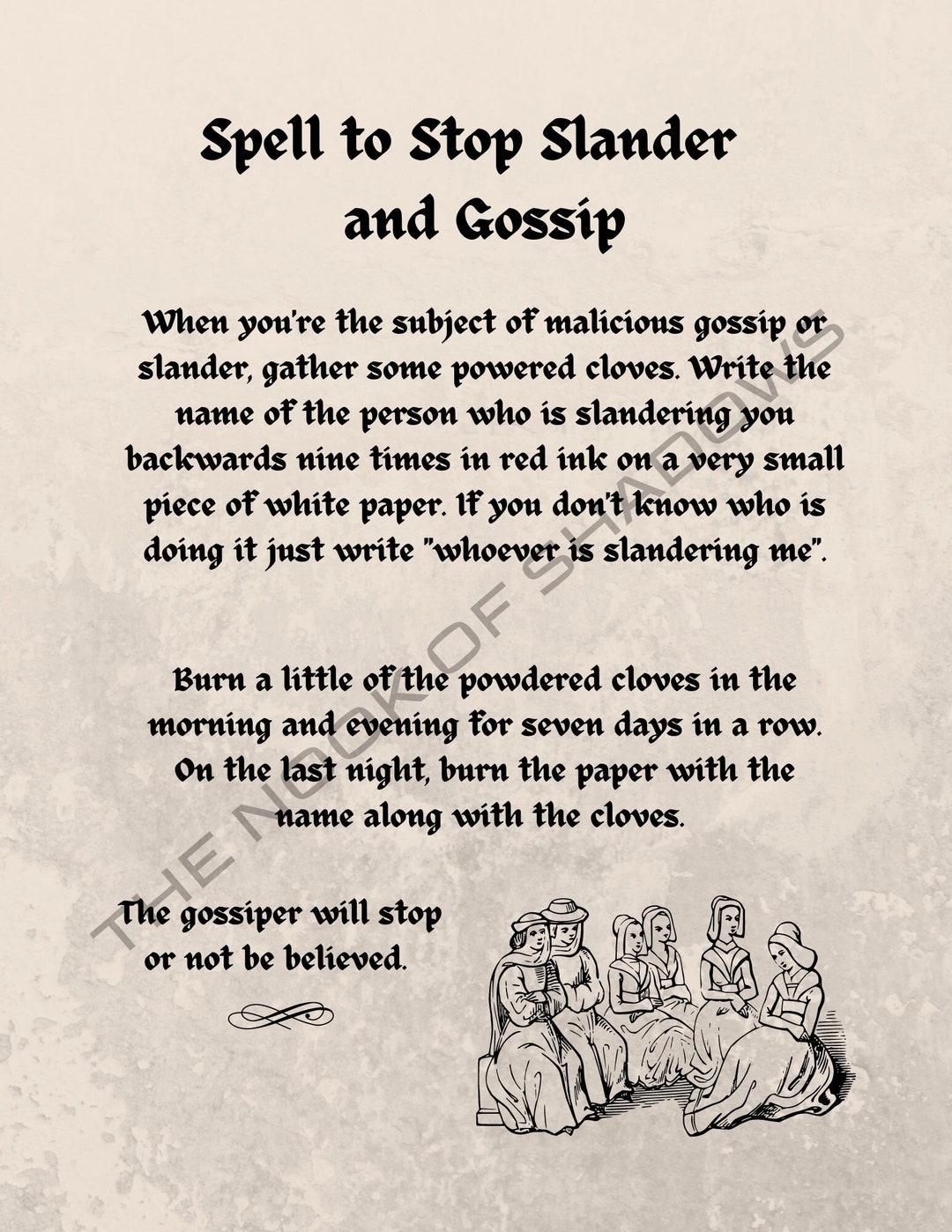 Spell to Stop Slander Book of Shadows Printable - Etsy