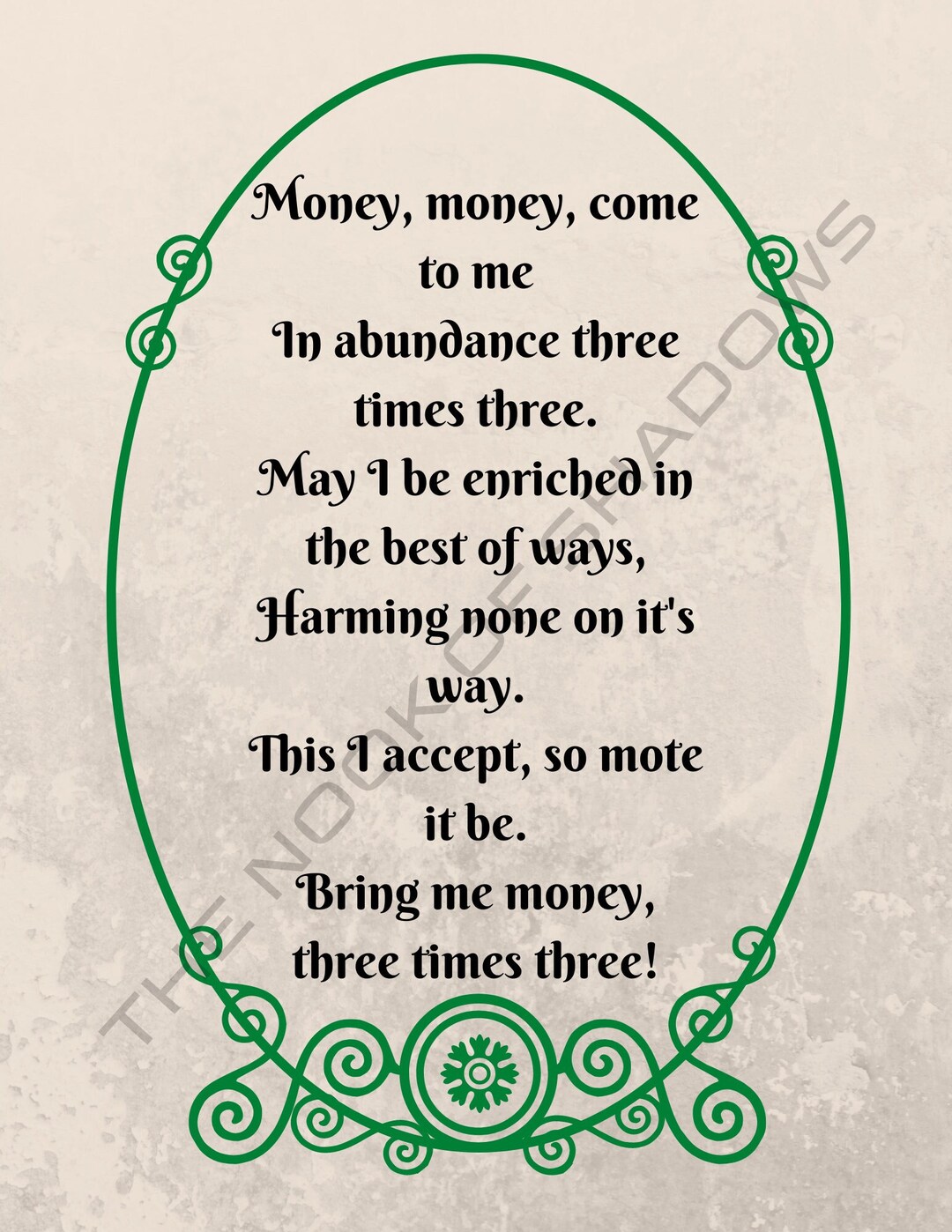 Money Mantra Spell Page Book of Shadows Printable - Etsy