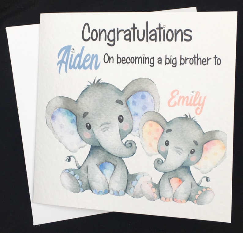 Personalised Congratulations big brother to little sister card | Etsy