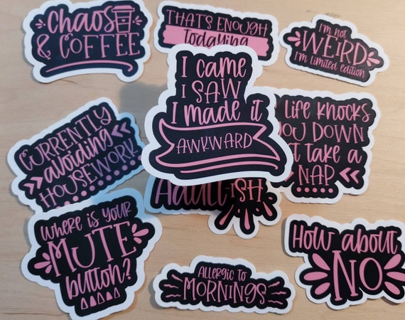 FUNNY QUOTATION STICKERS Die Cut Quotation Sticker Set - Etsy UK