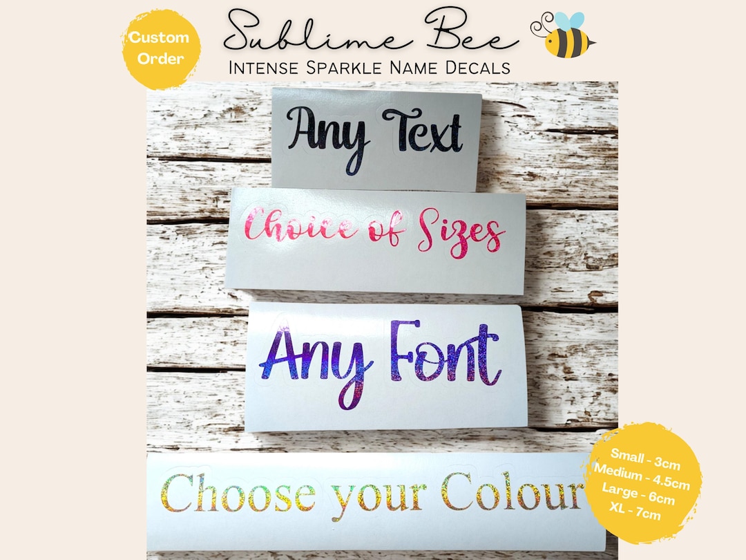 Custom Sparkle Vinyl Name Decals: Personalized Glitter Stickers - Etsy