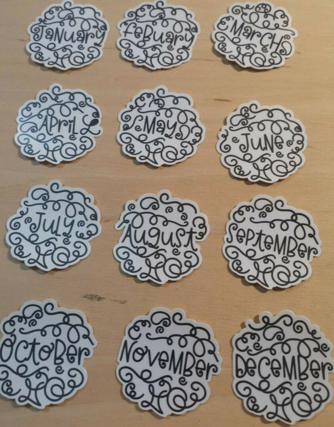 MONTHS DOODLE STICKERS, Months of the Year Planner Sticker Set (january ...