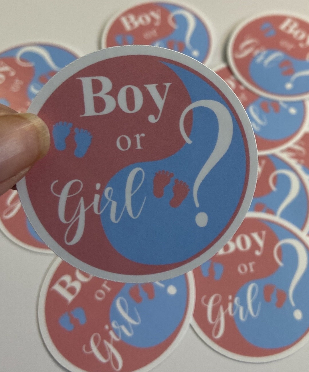 GENDER REVEAL STICKERS, Boy or Girl Sticker Pack Pack, Vinyl, Matt or ...