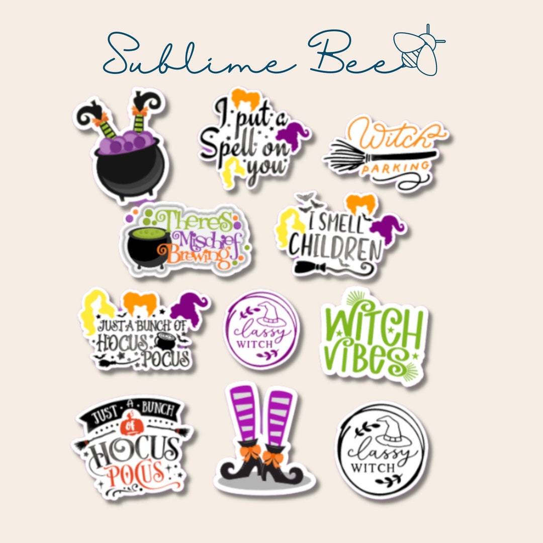 WITCH THEMED STICKER Pack, Die Cut Floral Witchy Stickers, Hocus Pocus ...
