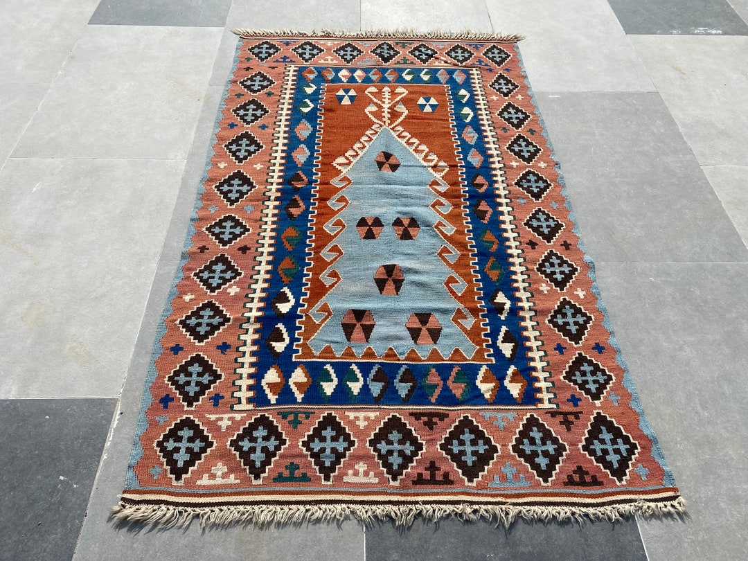Traditional Authentic Handmade Wool Kilim,4x7 Rug, Handknotted Kilim ...