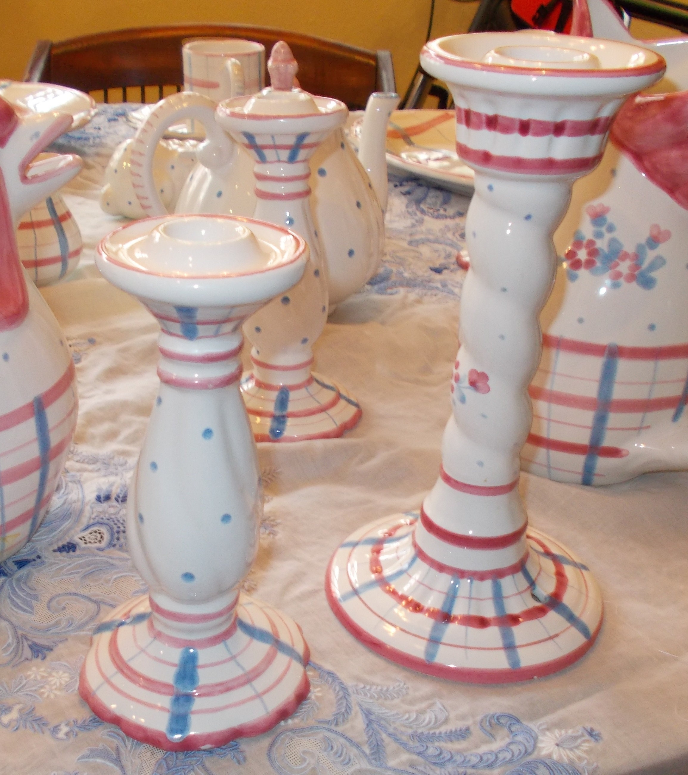 Made in Italy Pink and Blue Plaid China Collection 59-piece - Etsy
