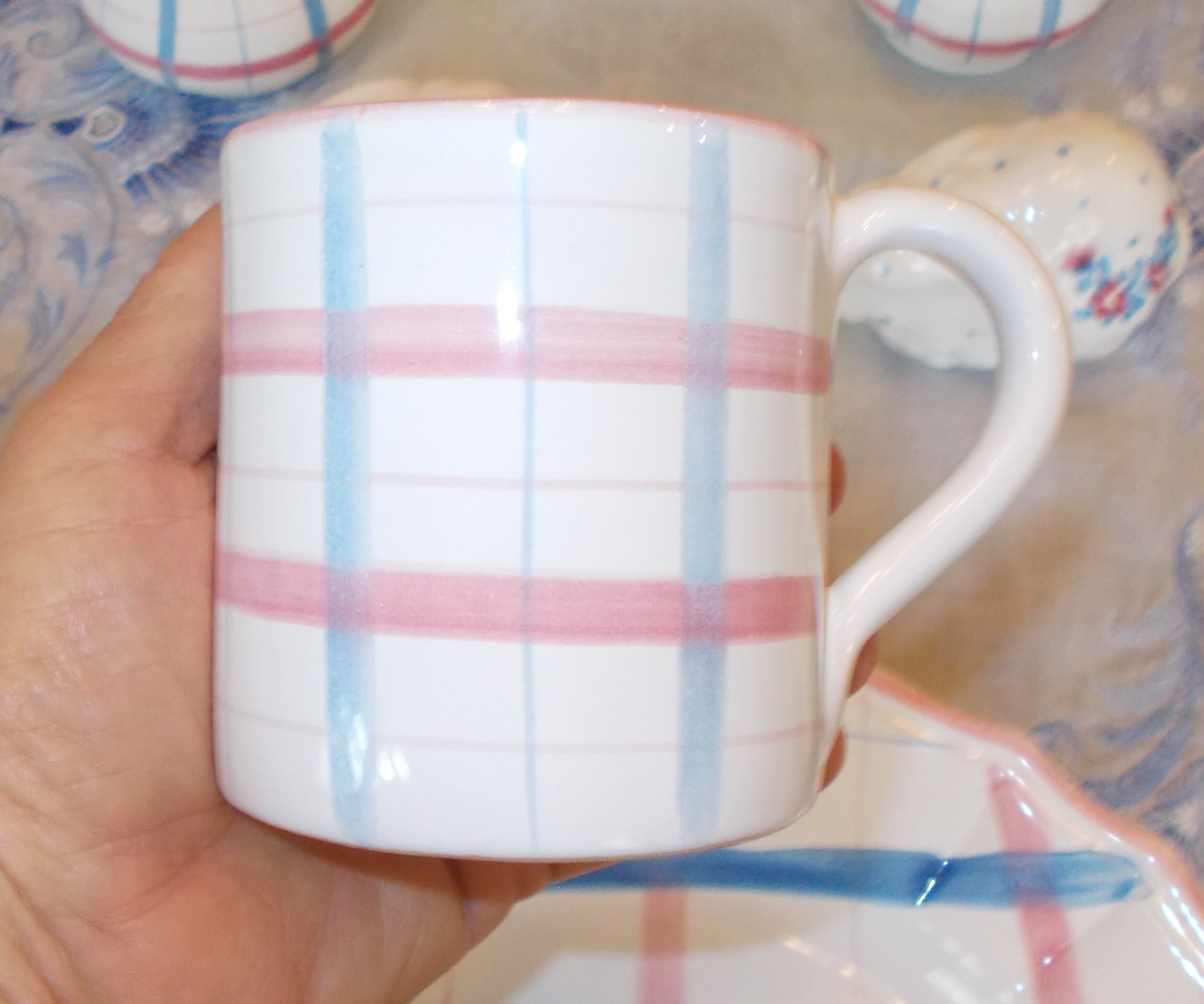 Made in Italy Pink and Blue Plaid China Collection 59-piece - Etsy