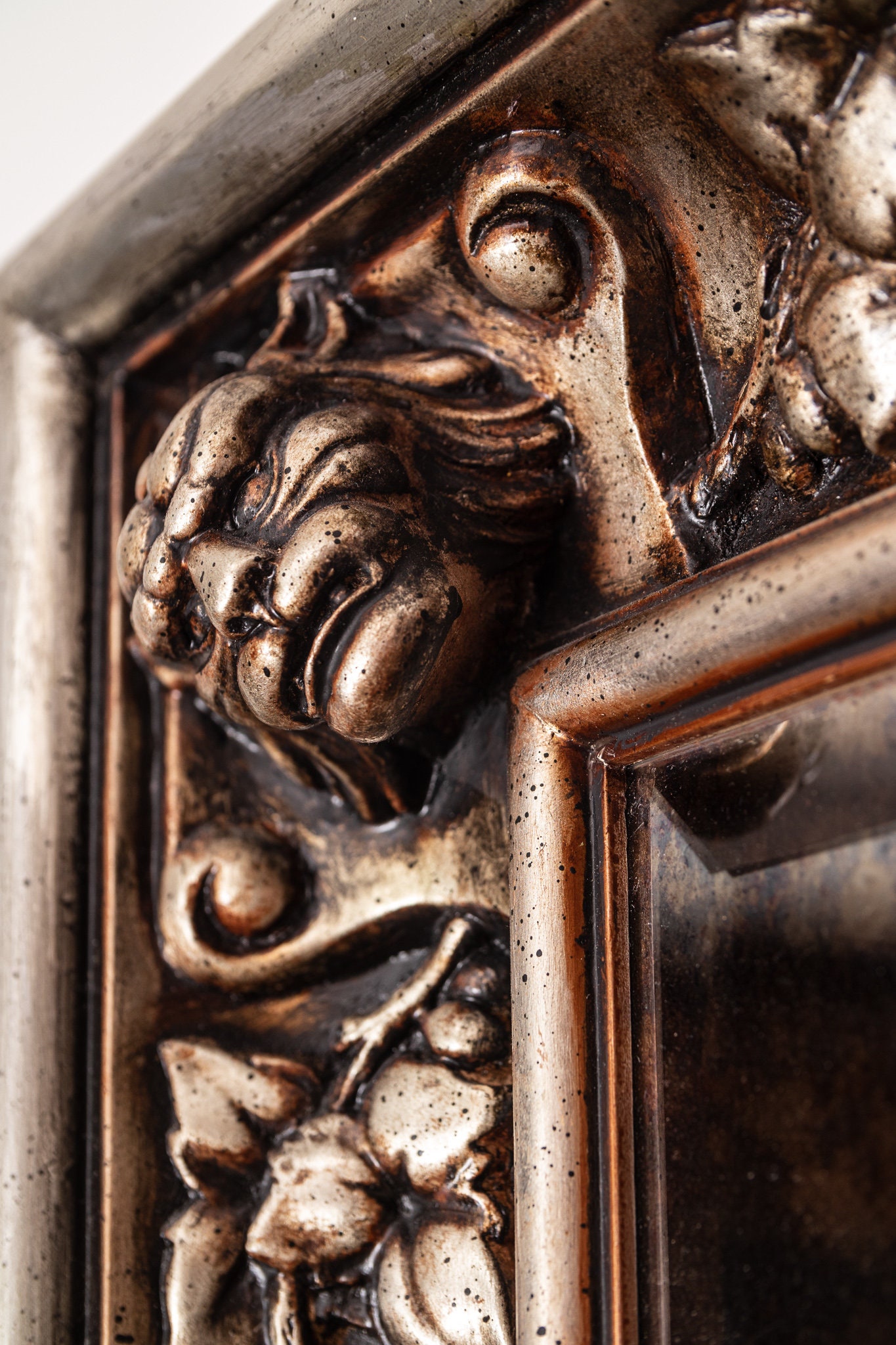 Antique Decorative Wall Mirror Art Nouveau Aged Venetian Glass Silver ...