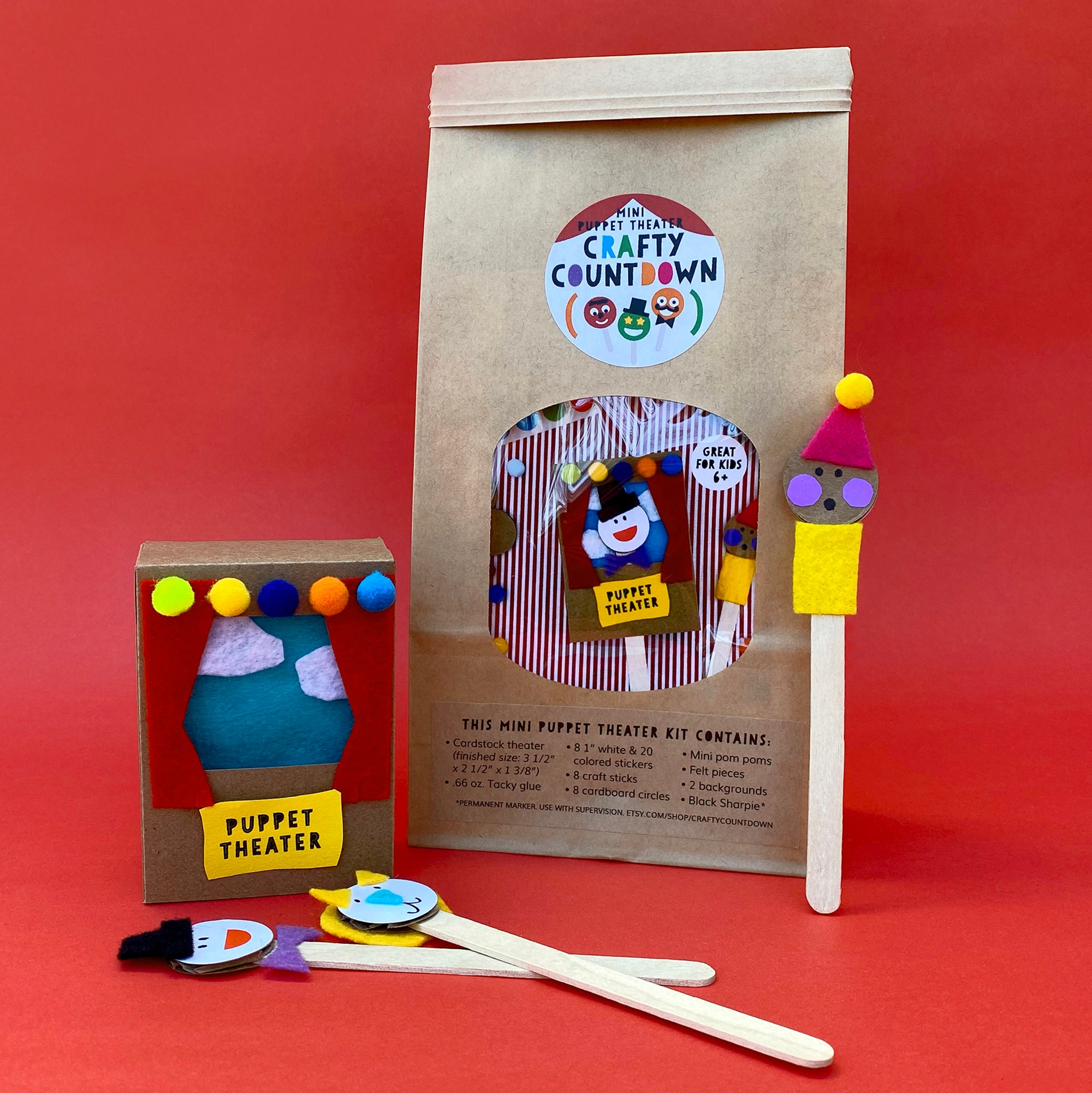 Mini Puppet Theater Craft Kit | Make a Cast of Characters and Put on a ...