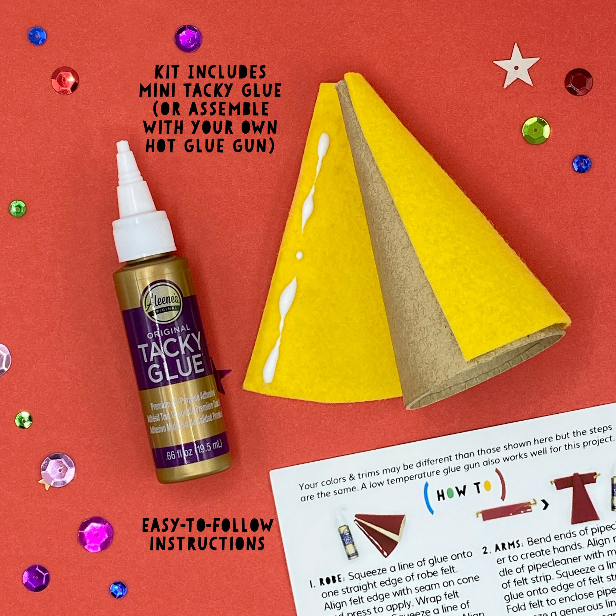 Christmas Angel Craft Kit Makes 3 Unique 5 Angels Wool Felt & Sparkly ...