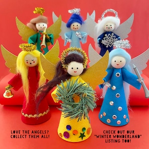 Christmas Angel Craft Kit Makes 3 Unique 5 Angels Wool Felt & Sparkly ...
