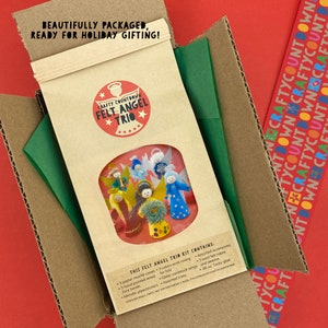 Christmas Angel Craft Kit Makes 3 Unique 5 Angels Wool Felt & Sparkly ...