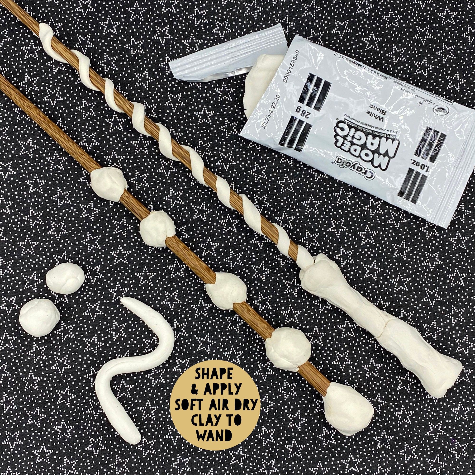 DIY Wizard Wand Craft Kit Makes 2 Unique Wood and Clay Wands No Hot ...