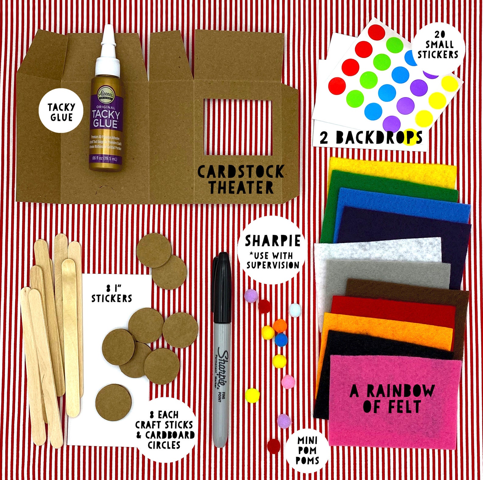 Mini Puppet Theater Craft Kit | Make a Cast of Characters and Put on a ...