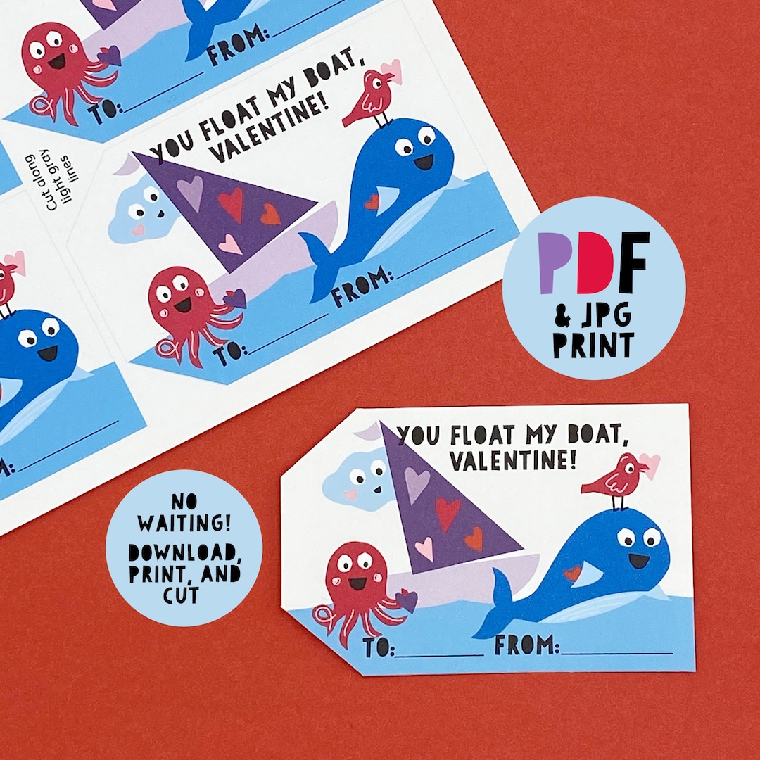 Printable Valentine Gift Tags | Ocean Theme | You Float My Boat ...