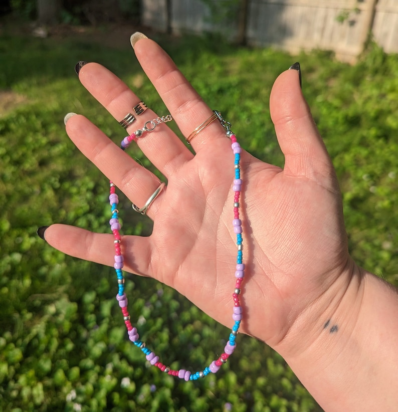 Pride Flag Seed Bead Necklace Discreet Pride Jewelry Seed - Etsy