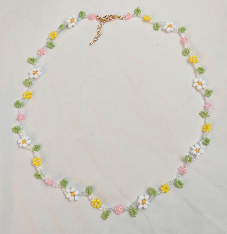 Daisy Flower Chain Seed Bead Necklace Seed Bead Necklaces - Etsy