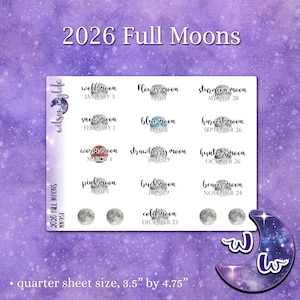 2026 Full Moon Names Planner Stickers, WW951 - Etsy