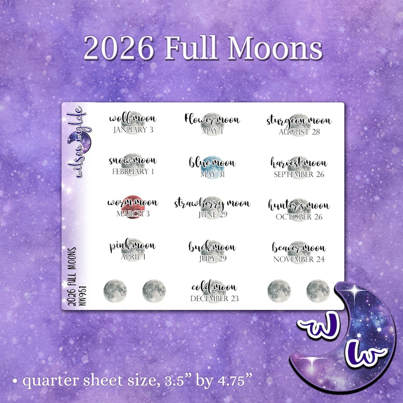 Moon Calendar 2026 Sticker - Etsy
