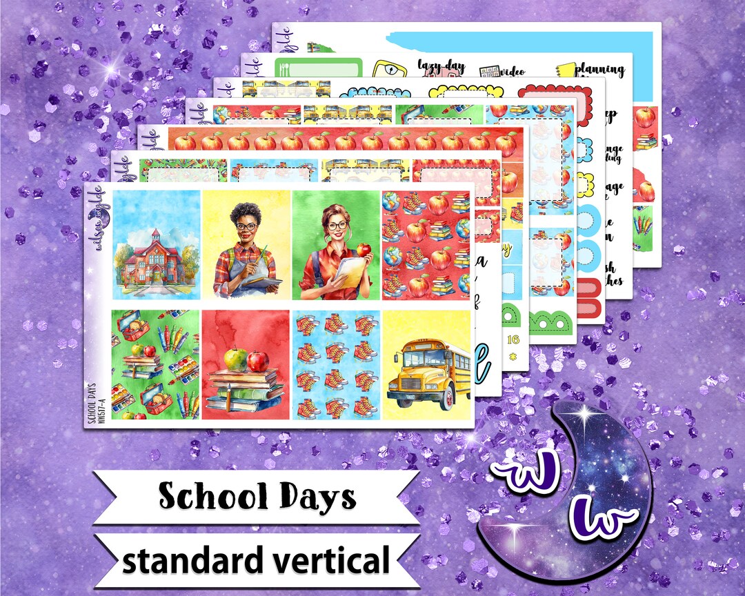 School Days Full Weekly Sticker Kit, STANDARD VERTICAL Format, a La ...