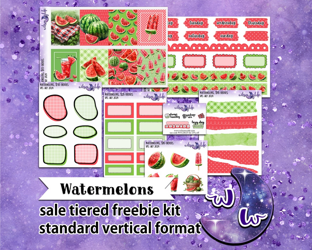 Watermelons, Tiered Freebie Kit, Standard Vertical Format. 7 Planner ...