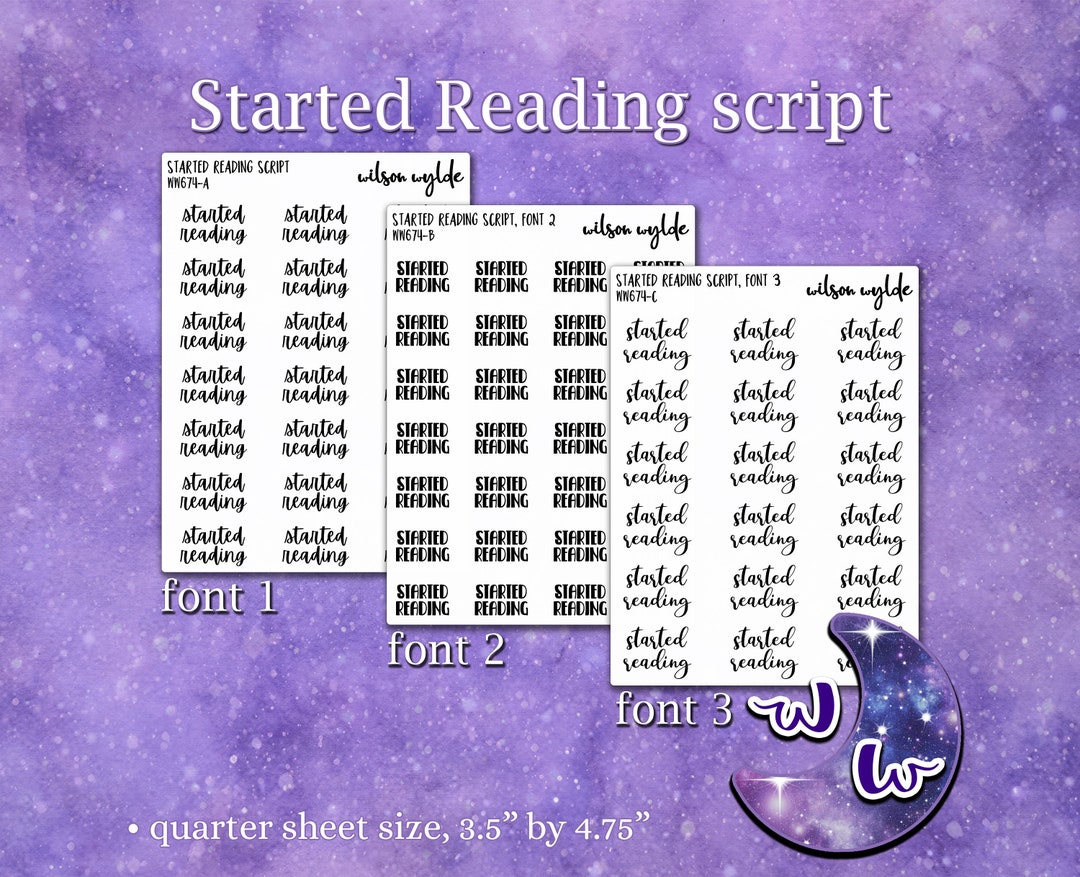 Started Reading Script Planner Stickers, Foiling Available WW674 - Etsy