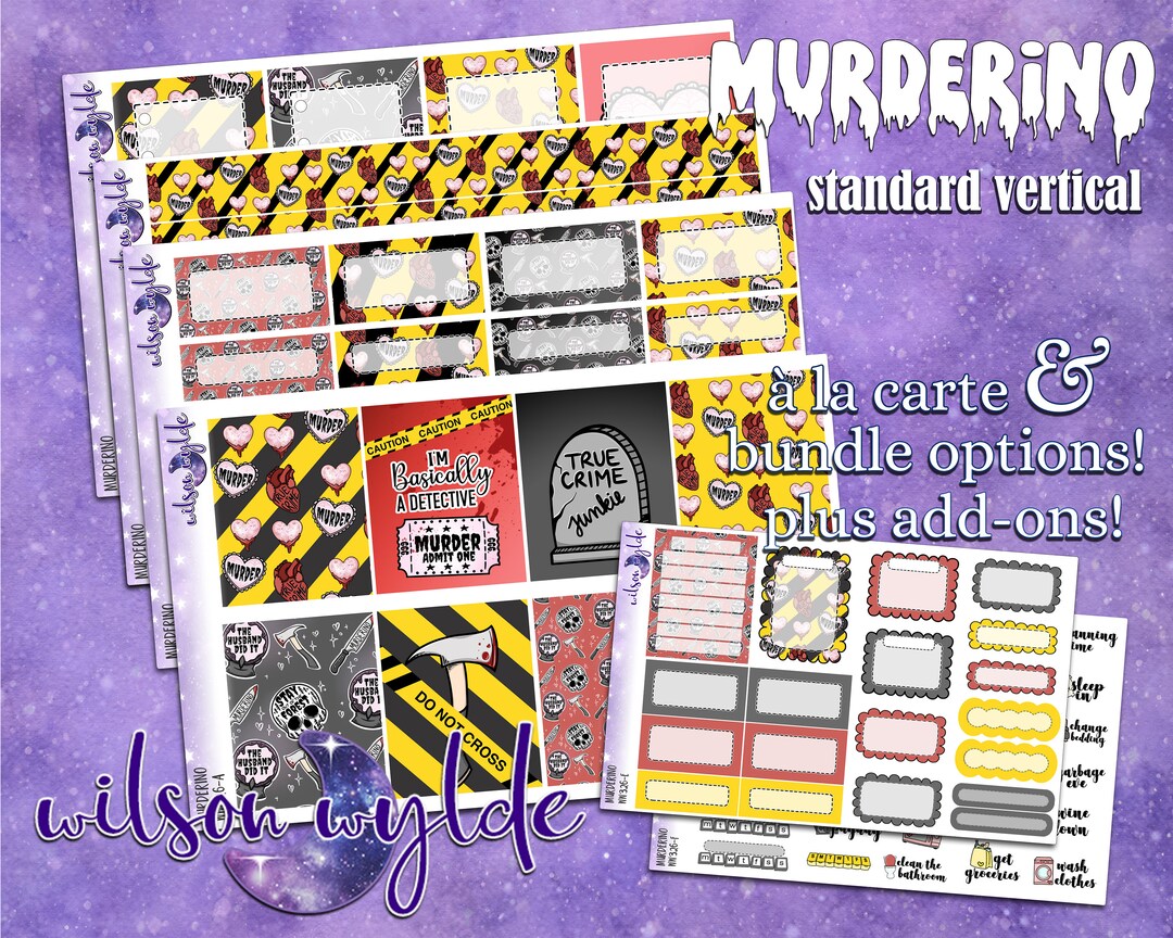 Murderino Full Weekly Sticker Kit Standard Vertical Format a - Etsy