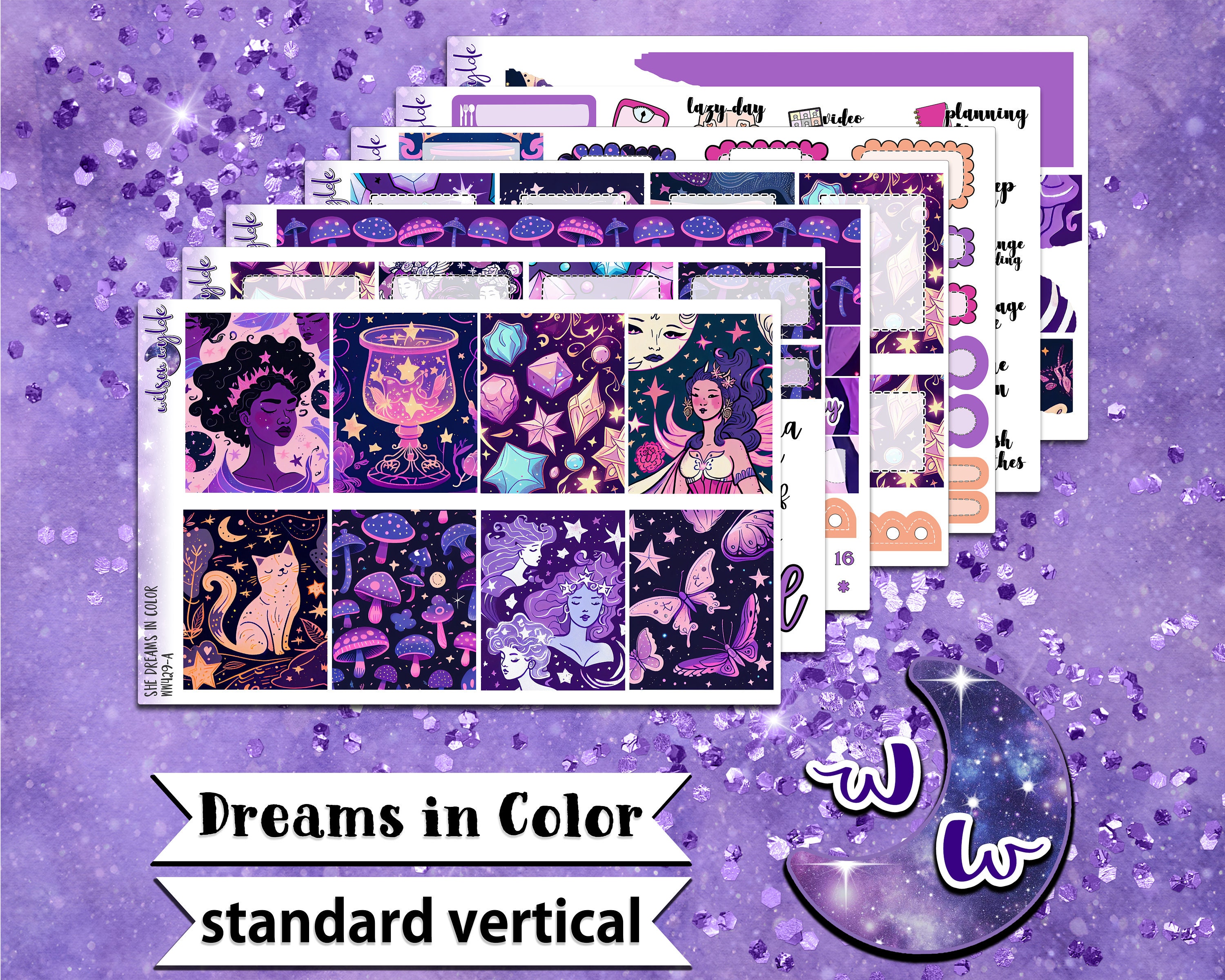 Dreams in Color Full Weekly Sticker Kit, STANDARD VERTICAL Format, a La ...