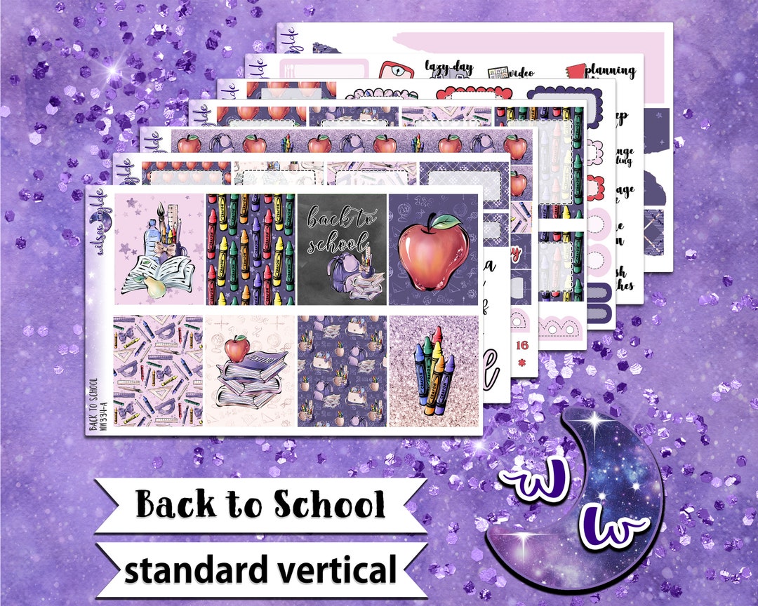 Back to School Full Weekly Sticker Kit, STANDARD VERTICAL Format, a La ...