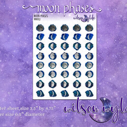 Moon Phases With Names Printable Planner Stickers Northern AND - Etsy