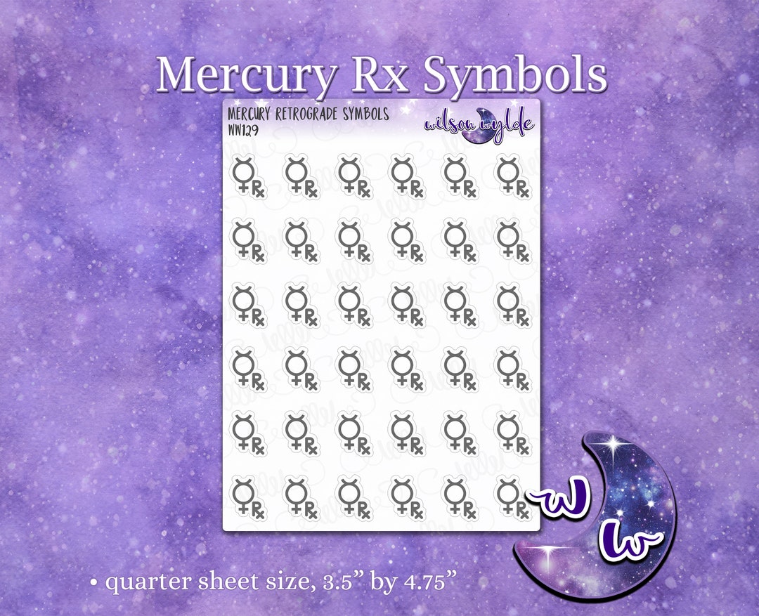 Mercury Retrograde Symbols Planner Stickers, WW129 - Etsy Denmark