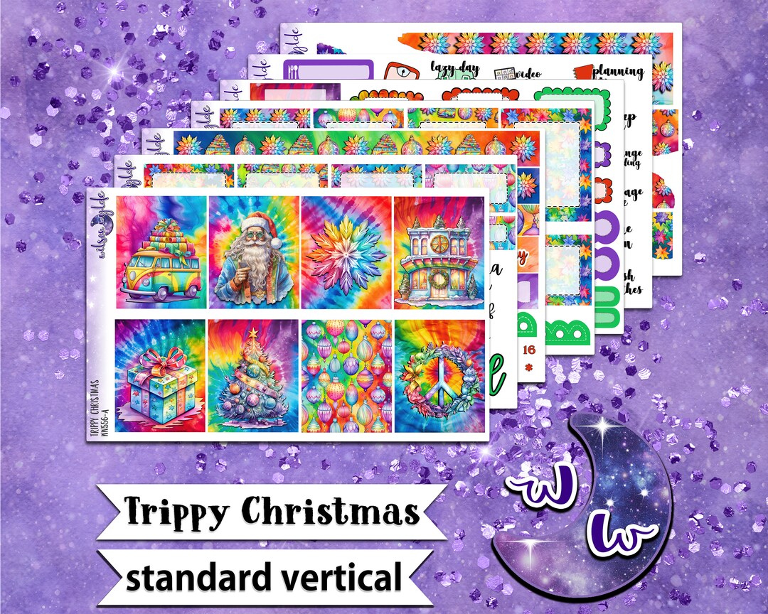 Trippy Christmas Full Weekly Sticker Kit, STANDARD VERTICAL Format, a ...