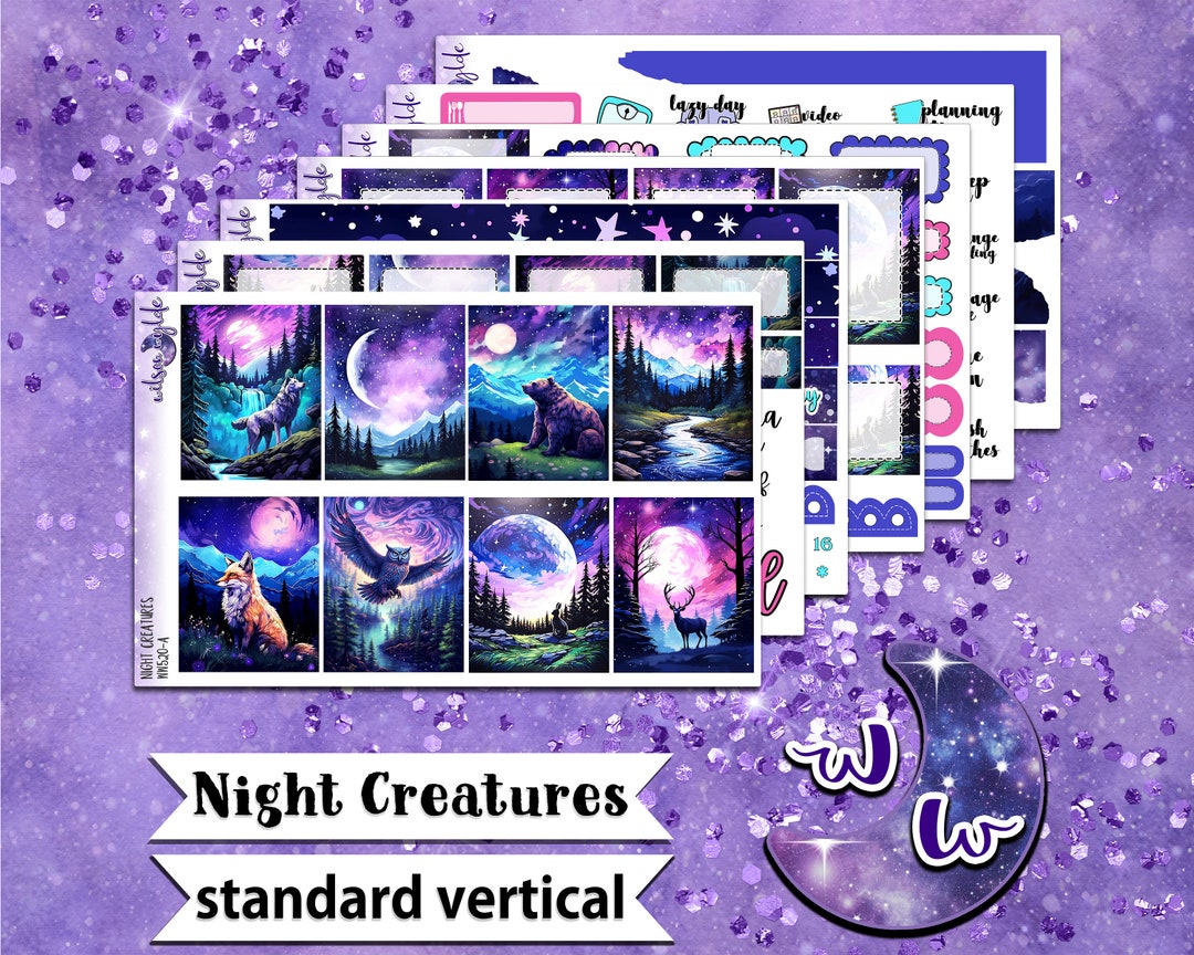 Night Creatures Full Weekly Sticker Kit, STANDARD VERTICAL Format, a La ...