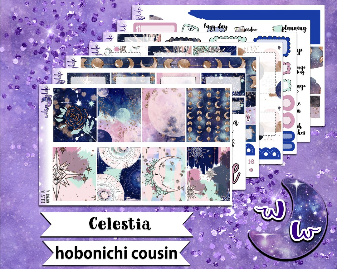 Celestia Full Weekly Sticker Kit, HOBONICHI COUSIN Format, a La Carte and Bundle Options. WW301 ...