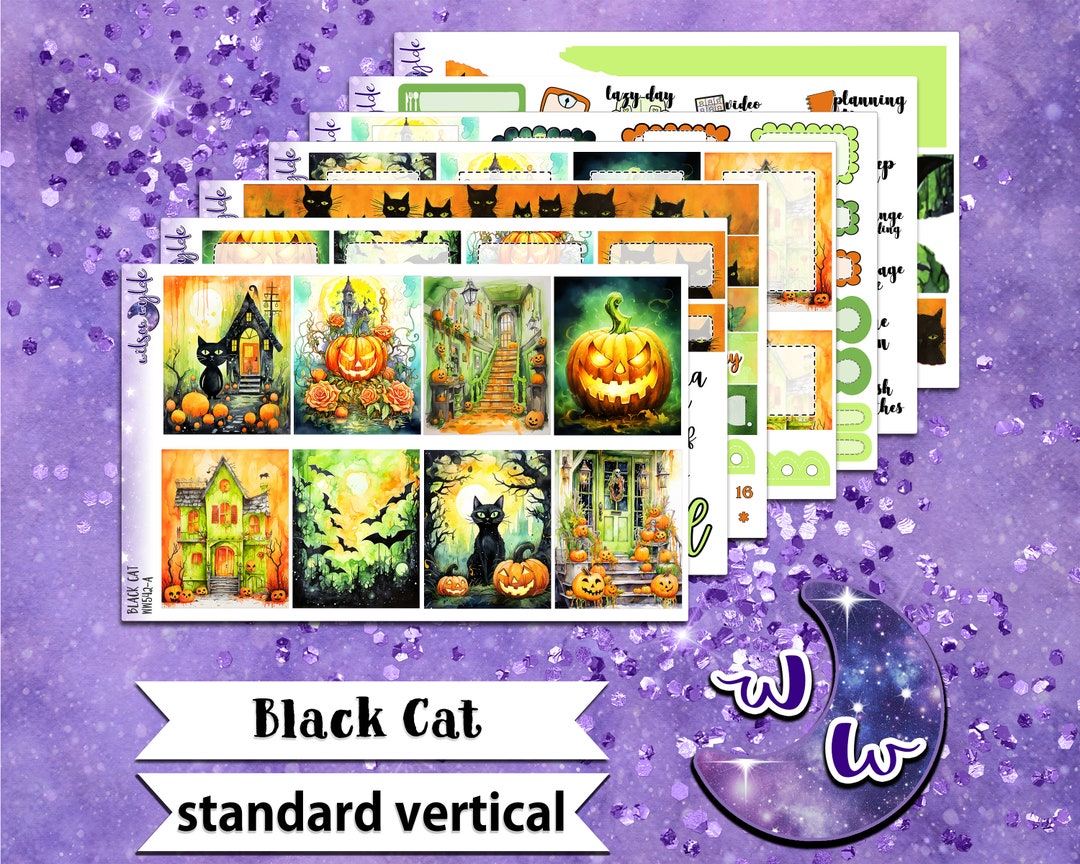 Black Cat Full Weekly Sticker Kit, STANDARD VERTICAL Format, a La Carte ...