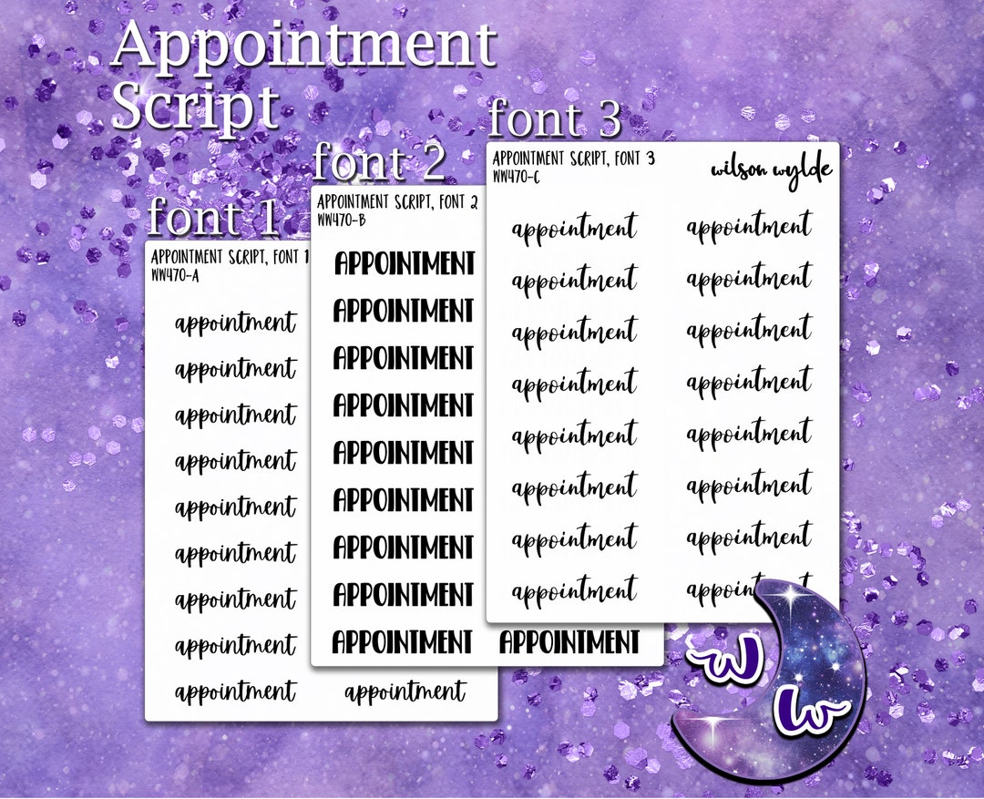 Appointment Script Planner Stickers, Foiling Available WW470 - Etsy