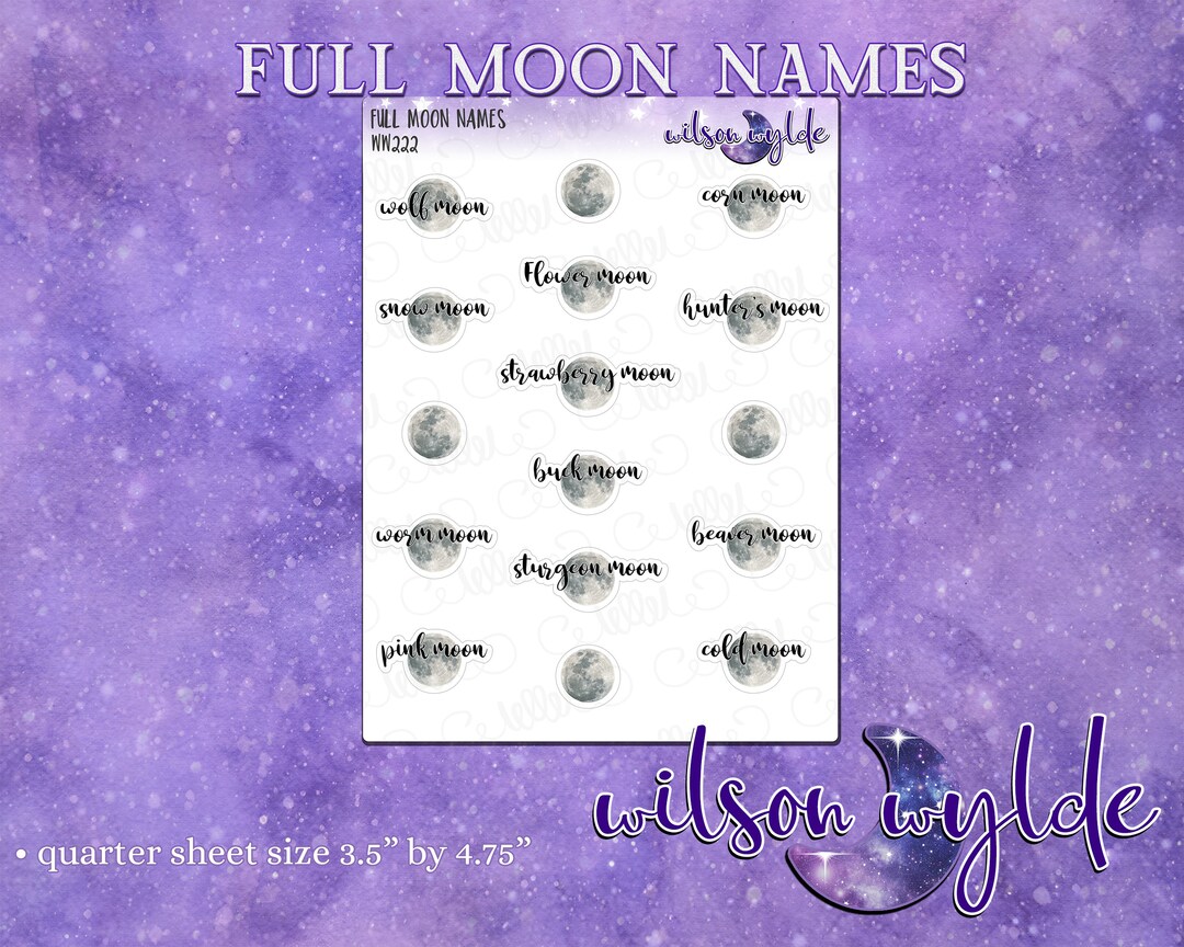 Full Moon Names Planner Stickers, WW222 - Etsy