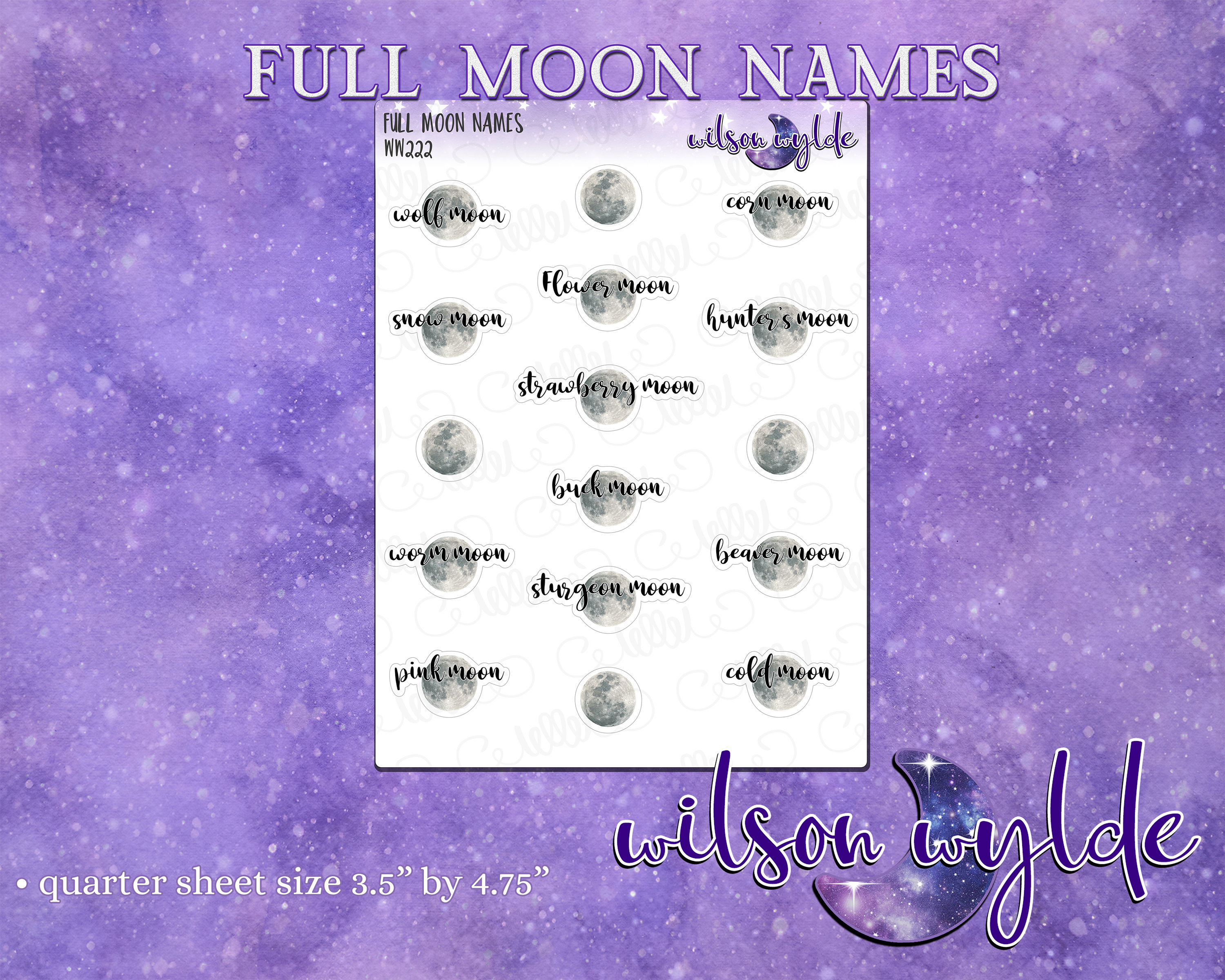 Full Moon Names Planner Stickers WW222 - Etsy