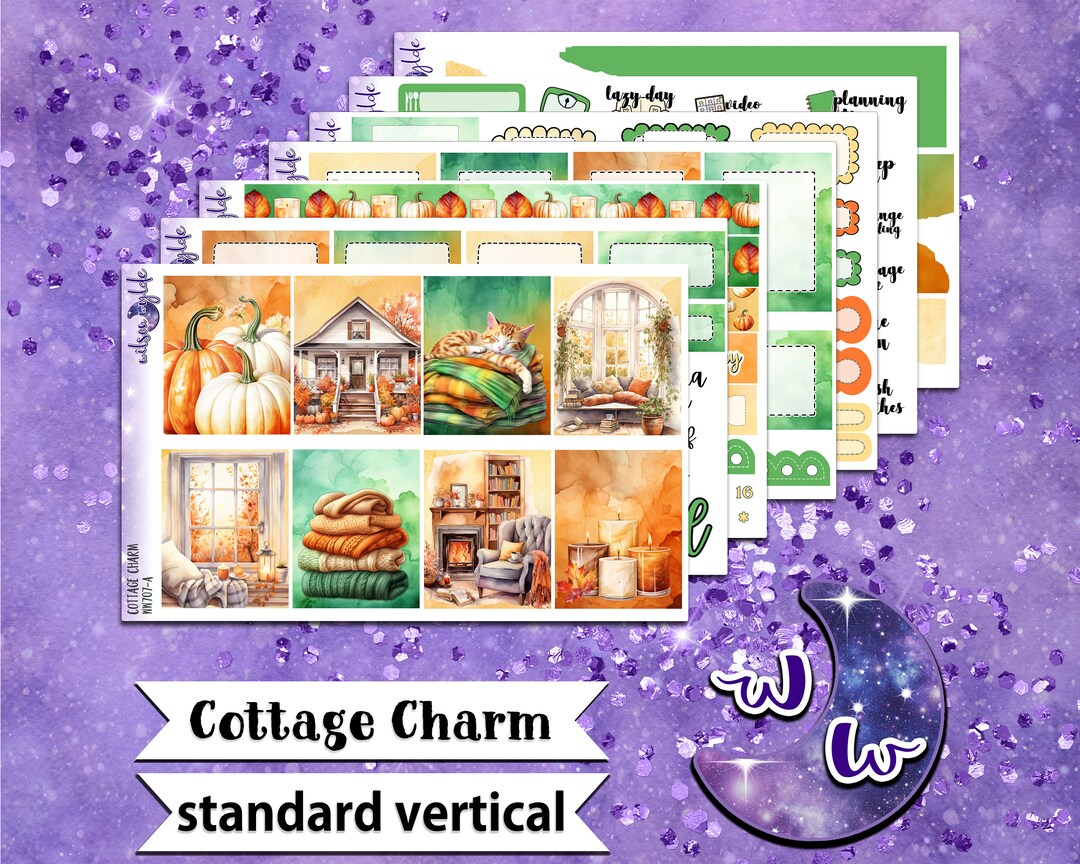 Cottage Charm Full Weekly Sticker Kit, STANDARD VERTICAL Format, a La ...