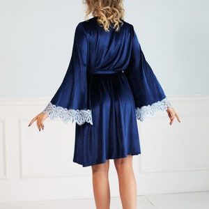 Short Velvet Robe,blue Velvet Robe,velour Robe,bridesmaid Robe,bohemian ...