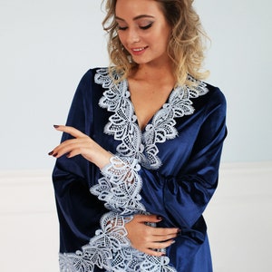 Short Velvet Robe,blue Velvet Robe,velour Robe,bridesmaid Robe,bohemian ...