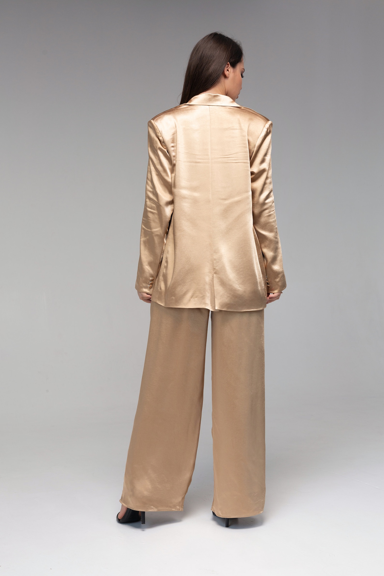 Gold Satin Pants Suit For Women Champagne Satin Pants Suit 3 Etsy