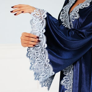 Short Velvet Robe,blue Velvet Robe,velour Robe,bridesmaid Robe,bohemian ...