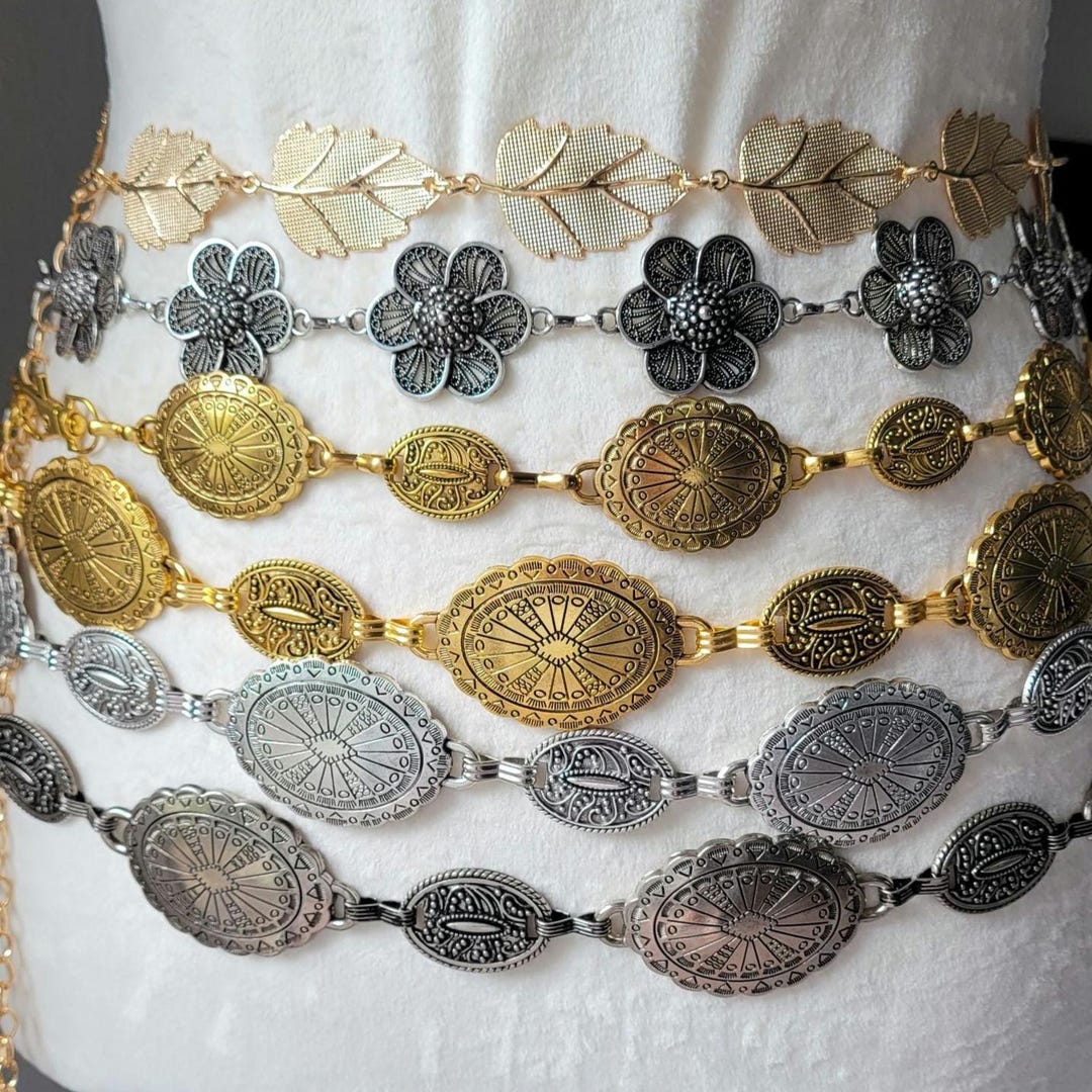 Gold and Silver Color Metal Belt. Cosplay Belt. Costume Belt. Antique ...